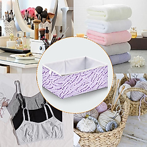 Emelivor Lavender Purple Rectangle Storage Bins Fabric Storage Cube Large Foldable Storage Baskets Cloth Box Containers for Shelves Nursery Closer Bedroom Home,16 x 11inch