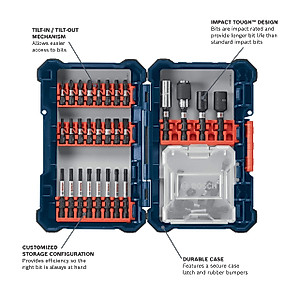 BOSCH SDMS38 38-Piece Assorted Impact Tough Screwdriving Custom Case System Set for Screwdriving Applications