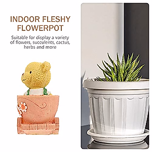 Happyyami 1pc Flowerpot Figurine vase Flower vase Planter pots for Indoor Plants Statue Planter Cute Succulent Pots Animal Flower Pot Plant Gift Plant Pot Goods Mini Office Resin Succulents