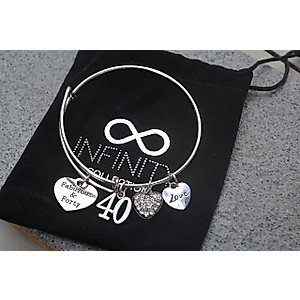 Infinity Collection 40th Birthday Gifts for Women, 40th Birthday Expandable Charm Bracelet, 40th Birthday Ideas, Gift for Her