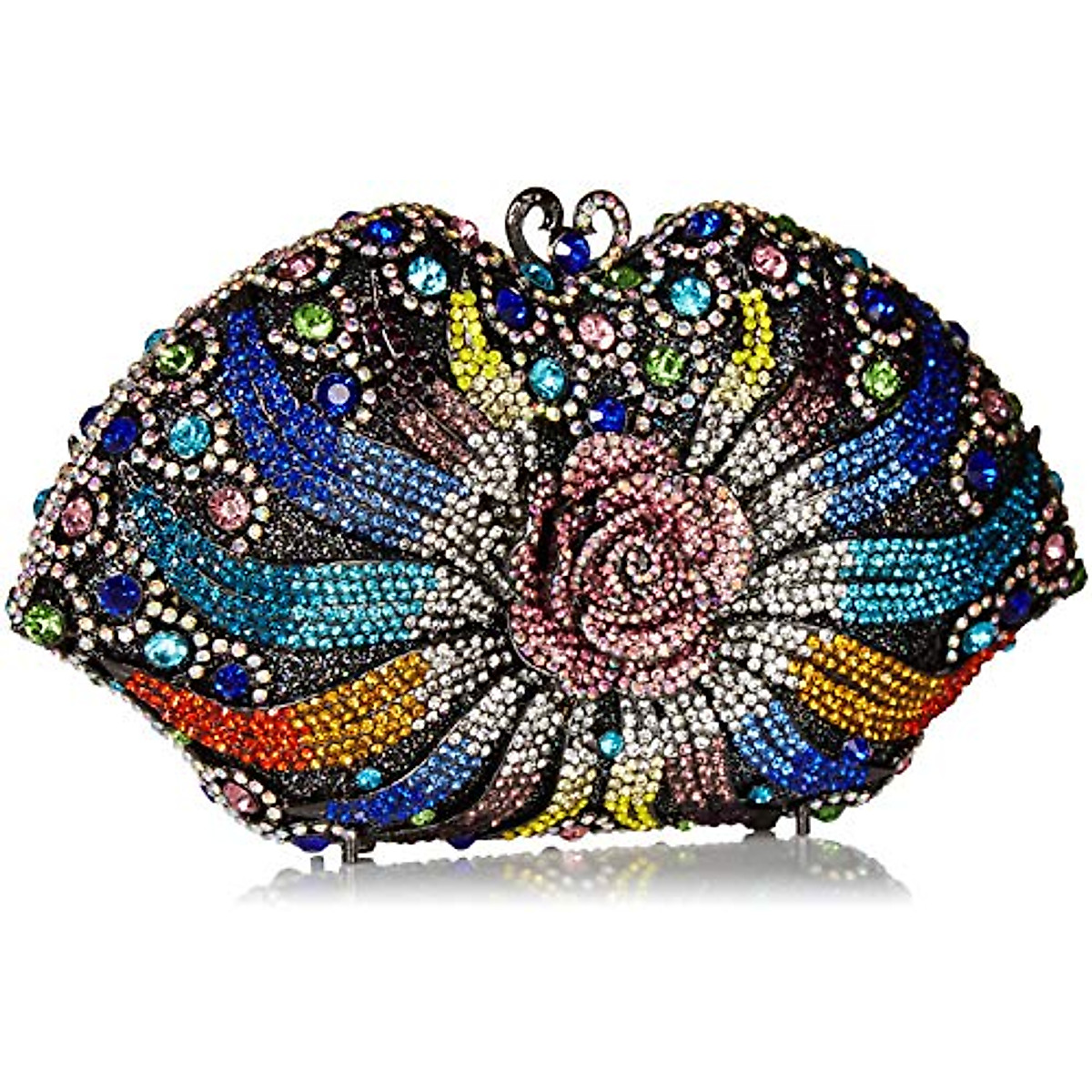 MOSSMON Formal 3D Flower Rhinestone Crystal Clutch Evening Wedding Bag For Women