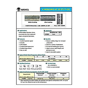 Kiswel USA K-NGS E-71TGS 0.035in. Dia 10lb. Gasless-Flux Core Wire Welding wire Made in USA