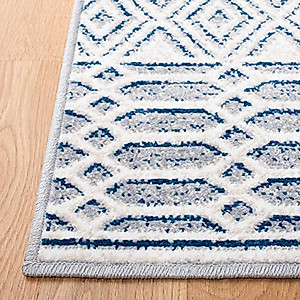 SAFAVIEH Belmont Collection 8' x 10' Ivory / Navy BMT132B Moroccan Non-Shedding Living Room Bedroom Dining Home Office Area Rug