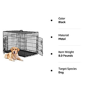 BestPet Large Dog Crate Dog Cage Dog Kennel Metal Wire Double-Door Folding Pet Animal Pet Cage with Plastic Tray and Handle,24 inches