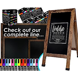 Loddie Doddie 18x24 Rustic Framed Chalkboard Calendar and Bulletin Combo Board. Includes Chalk Markers, Push-Pins and Magnets. Blackboard - Calendar - Cork Board. Perfect for Organizing Your Space
