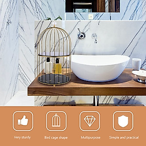 Beavorty 2- Tier Cake Stands with Bird Cage Shaped, Metal Cupcake Stand Birdcage Design Cake Holder Dessert Serving Platter Tray for Wedding Birthday Party Dessert Fruits Display Golden