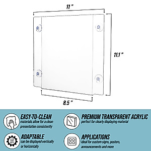 Adir Acrylic Window Sign Holder with Suction Cups 2 Pack (8.5-x-11-inch)