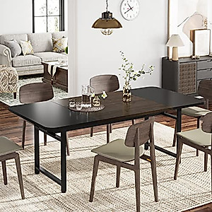 Tribesigns Dining Table for 6-8 People, 70.87" Long Dining Room Table with Heavy Duty Metal Frame, Industrial Rectangle Kitchen Table for Kitchen, Dining Room, Vintage Grey/Black