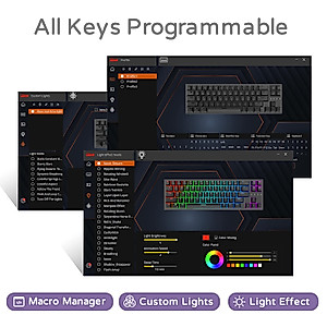 RK ROYAL KLUDGE RK68 Plus Mechanical Keyboard, 2.4Ghz Wireless/Bluetooth/Wired Blue Switch 65% Gaming Keyboard, RGB Hot Swappable with Software for Win/Mac