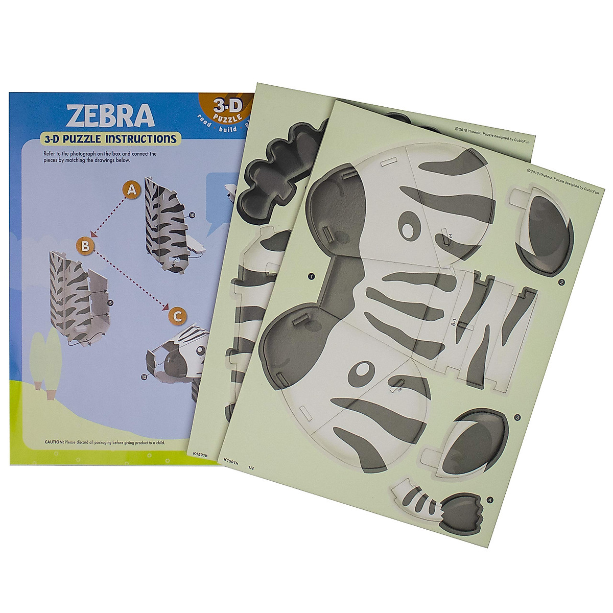 Zebra 3-D Puzzle & Book