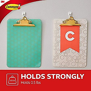 Command Small Wire Toggle Hooks, Damage Free Hanging Wall Hooks with Adhesive Strips, No Tools Wall Hooks for Hanging Organizational Items in Living Spaces, 28 White Hooks and 32 Command Strips