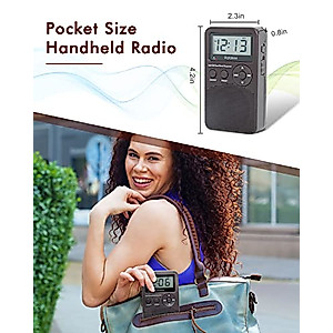 Ratakee Battery Operated Handheld AM/FM Radio with Preset, Sleep Timer and Battery Backup for Yard Work, Walking, Camping, Jogging, Fishing, 3 AA Battery Powered