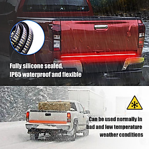 Kewucn Tailgate Light Bar 48" LED, IP65 Triple Row LED Strip with Red Running Brake White Reverse Red Turning Signals Lights, Universal Rear Light Bar for Pickup Trailer SUV RV Van (White&Yellow&Red)