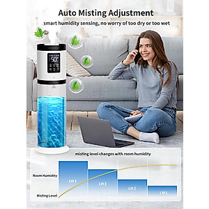 Humidifiers for Bedroom Large Room, 8L Large Capacity Cool Mist Humidifier, Air Humidifiers for Home, Smart Humidity Setting, Easy Top Fill, Sleep Mode, Essential Oil Box & Ambient Light, Auto Shutoff