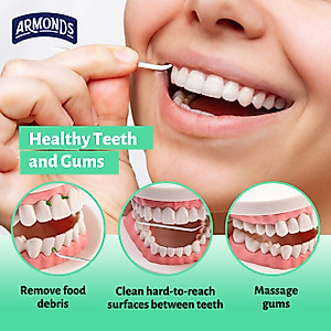 Armonds ProPicks Original Dental Picks for Teeth Cleaning - Disposable Plastic Toothpicks for Teeth & Gums - Cleans Teeth & Massages Gums - Fresh Mint Flavor - 3 Packages x 120 Interdental Tooth Picks