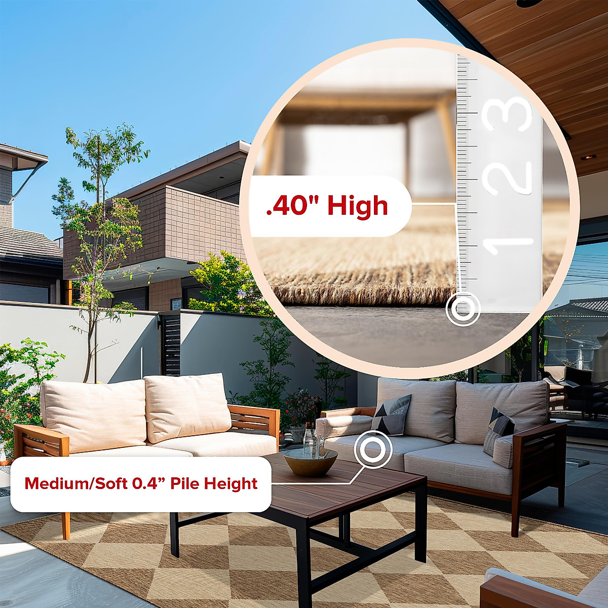 nuLOOM 5' x 8' Outdoor Performance Area Rug, Stain Resistant, Weather Resistant, High Traffic, Patio, Balcony, Outside, Sabina Brown