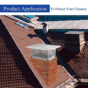 Flieeya Chimney Cap, Stainless Steel Chimney Cap, 17" x 29" Bolt On Single Flue Chimney Cover 304 Stainless Steel Fireplace Chimney Cover Adjustable for Outdoor Masonry Chimney