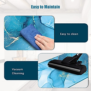 Sofort Kitchen Mat, Cushioned Anti Fatigue Kitchen Rug, Set of 2 Non Slip Waterproof Blue Marble Kitchen Mats for Floor, Comfort Standing Mats for Kitchen, Office, Sink, Laundry