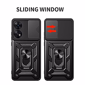 Ysnzaq Case for Oppo A98 6.72", Heavy Duty Shockproof Lens Protective Phone Cover with Magnetic Stand for Oppo A98 SJ Navy