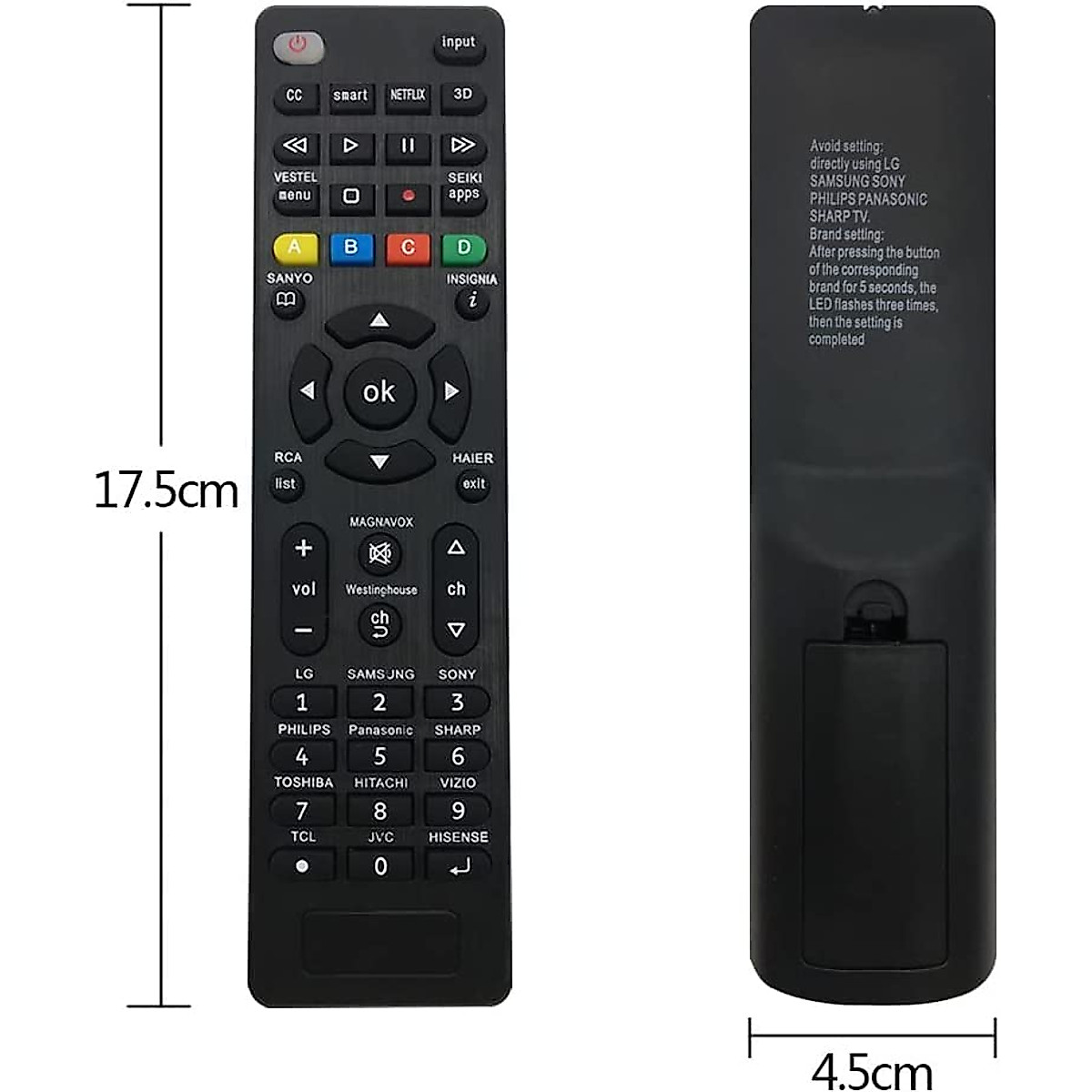 Universal Remote Control for Samsung, Sharp, LG, Sony, Panasonic, Toshiba,TCL Smart TVs and Other Brands with Netflix Smart TVs Remote Control