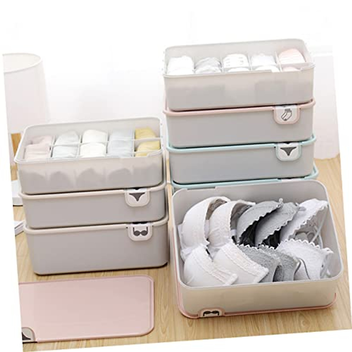 Alipis Box Drawers Plastic House Socks Plastic Organizer Drawers Underwear Finishing Box Panties Organizer Panties Holder Compartment Box Storage Box Bra Panty Rack Beige Socks Container