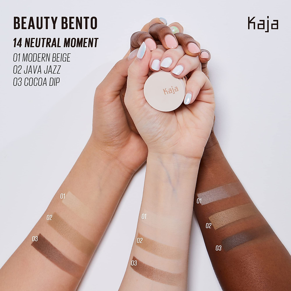 Kaja Beauty Bento Collection - Bouncy Eyeshadow Trio | Neutral Earthy Tones, Travel Size, 14 Neutral Moment, 2019 Allure Best of Beauty Award, 0.03 Oz