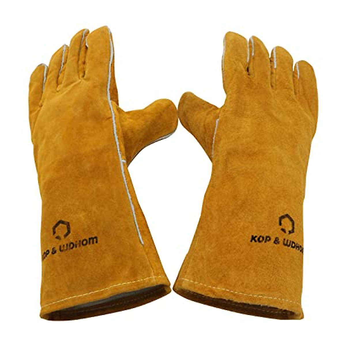 KOP&WDHOM Welding Gloves 14" Heavy Duty Gloves for Heat & Wear Resistant Lined Premium Leather&Fireproof Stitching Heat Resistant for Fireplace/Welders/BBQ/Gardening Stuff Gloves