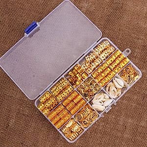 JALANCY 202 Pcs Hair Jewelry for Women Braids, Locs Jewelry Dreadlocks Beads Hair Braid Rings Hair Cuffs Shells Heart Butterfly Hair Pendants Hair Clips for Dreadlock Accessories (Gold)