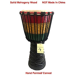 JIVE Djembe Drum Bongo Congo Hand Carved SOLID Mahogany Wood Drum LARGE 16" High African Rasta Drum - Professional Quality - JIVE BRAND
