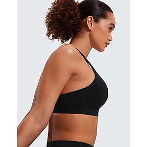 CRZ YOGA Women's Strappy Sports Bras Fitness Workout Padded Yoga Criss Cross Back Cami Black X-Small