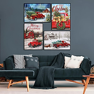 LWZAYS 4 Pack 5d Diamond Painting Kits for Adults,Christmas Truck DIY Full Drill Diamond Art Kits Paint with Diamonds Full Drill Gem Art and Crafts,DIY Gift and Home Decor 12X16inch