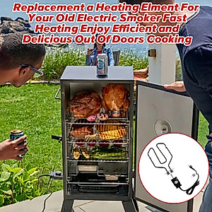 120V 1650W 15A Electric Smoker Heating Element Replacement Kits with Adjustable Thermostat Controller Compatible with Smoke Hollow,Masterbuilt,Char Broil,and Most Electric Smokers
