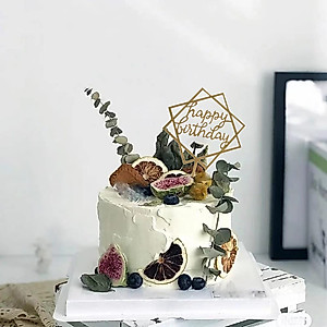 Gold Cake Topper Acrylic Happy Birthday Cake Decoration Supplies (5 Pieces)