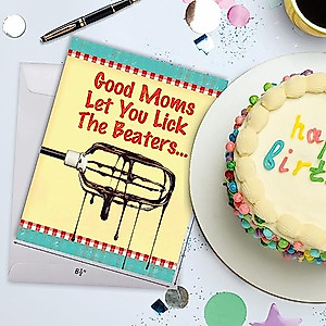 NobleWorks - Birthday with Envelope 8.5 x 11 Inch, Design Greeting Card for Relative Happy Birthday Greetings - Lick Beaters Birthday Mother J9866BMG
