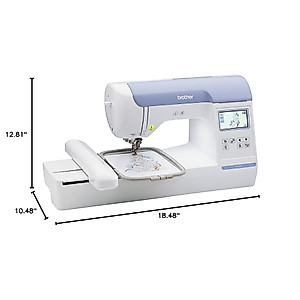 Brother PE800 Embroidery Machine, 138 Built-in Designs, 5" x 7" Hoop Area, Large 3.2" LCD Touchscreen, USB Port, 11 Font Styles