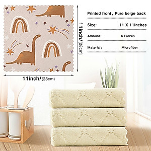 FRODOTGV Kids Pattern Animal Dino Rainbow Microfiber Dish Towels for Kitchen Clothes Set of Tea Towels Terry Cloth Kitchen Dish Towels Decorative Hand Towels for Kitchen