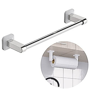 Laigoo Kitchen Paper Towel Holder Adhesive, Under Cabinet Paper Towel Holder Kitchen Tissue Holder Sticky Kitchen Towel Holder (Stainless Steel, White)
