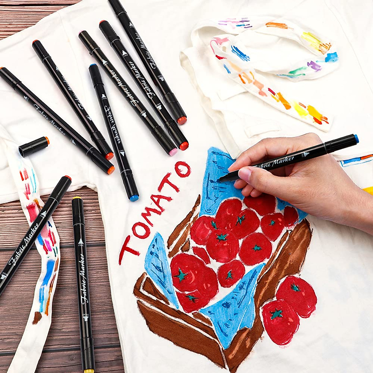 Fabric Markers, Lelix 30 Permanent Colors Dual Tip Fabric Pens for Writing Painting on T-Shirts Clothes Sneakers Canvas Pillowcases, Child Safe & Non-Toxic for Kids Adults