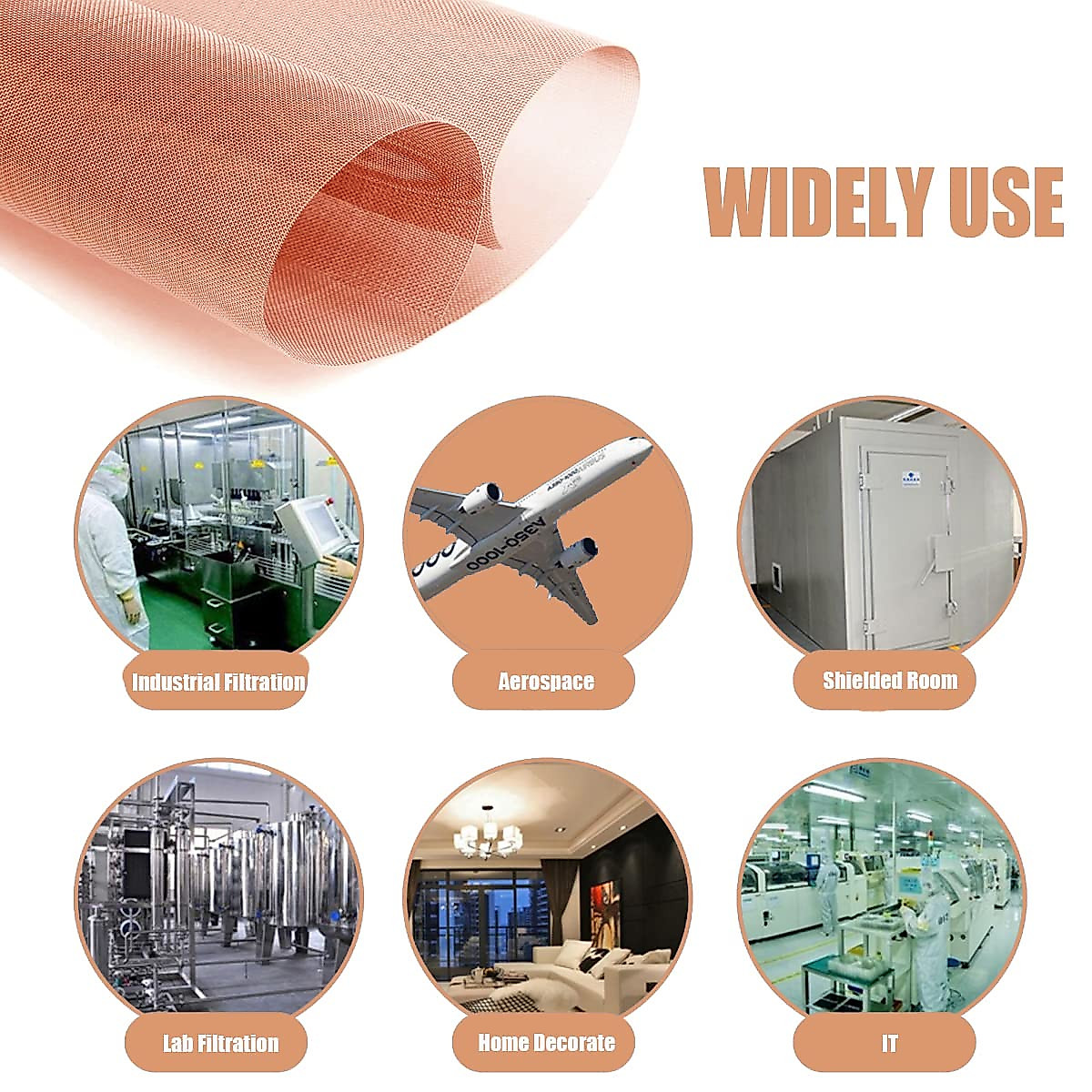 4 Pack 30 Mesh 99.9% Pure Copper Screen Woven Mesh Screen, Copper Mesh Cloth Fine Mesh, 5.9x19.68 Inch