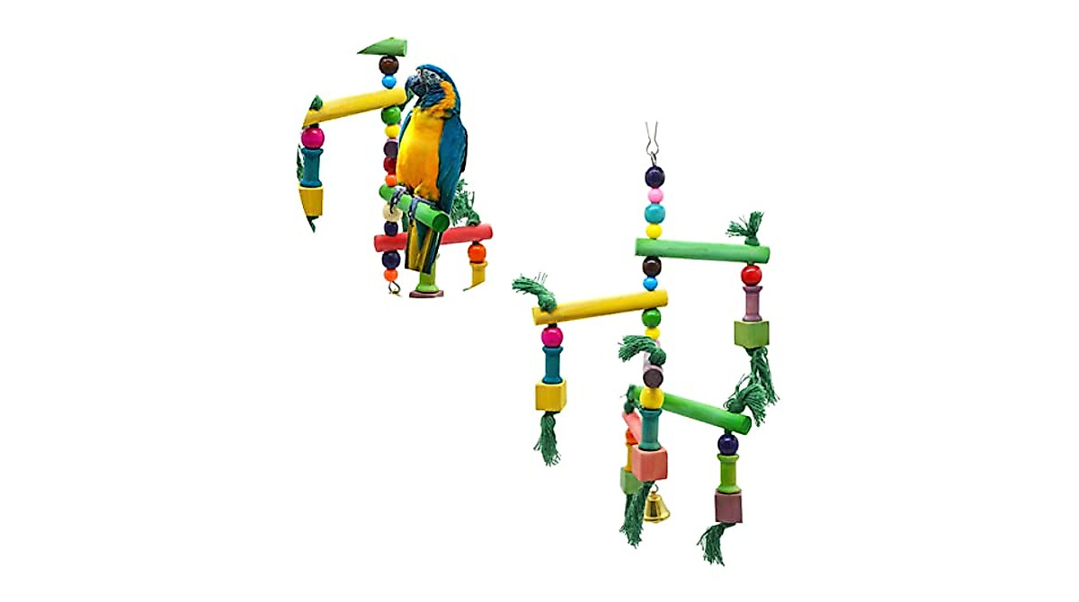 Wooden Bird Swing for Parrots - Safe & Fun Play