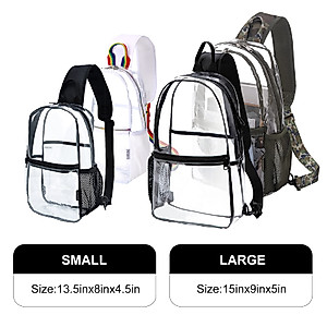 Clear Sling Bag for Women, Shoulder Crossbody Backpack Chest Daypack one strap backpack see through transparent Stadium Approved(small)