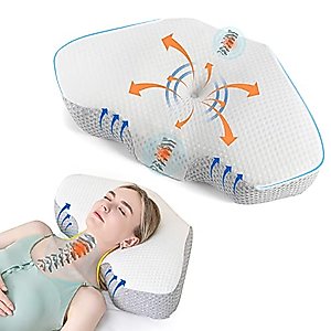 Femont Cervical Memory Foam Pillow,Contour Pillow for Pain Relief Sleeping,Neck Support Sleeping Bed Pillow for Side Back Stomach Sleepers,Breathable Washable Cover,Giftable