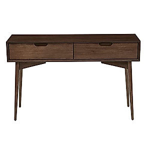 OSP Home Furnishings Copenhagen Mid-Century Modern 2 Drawer Console Table Walnut Finish