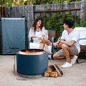 Solo Stove Yukon 2.0 with Stand, Smokeless Fire Pit | Portable Wood Burning Fireplace with Removable Ash Pan, Large Outdoor Firepit, Stainless Steel, H: 19.8 in x Dia: 27 in, 43.9. lbs, Color: Water