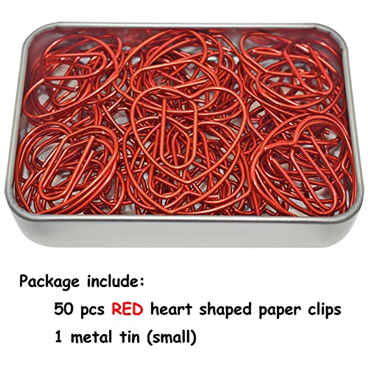 Heart Paper Clips, Cute Love Heart Bookmark Clips, Red Love Heart Shaped Paper Clips ( Red,50 PCS )