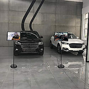 KOOV Poster Sign Stand 8.5 x 11 Inches Floor Standing Sign Holders, Adjustable Pedestal Poster Stand with Heavy Duty Round Base Both Vertical and Horizontal Sign Displayed, Black