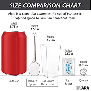 Ilyapa 100 Pack 3 ounce Dessert Cups, Plastic 3oz Dessert Cups with Spoons, Mini Shooters 3 oz, Cheesecake Shooter Cups, Chocolate Mousse Cups, Appetizer & Breakfast Brunch Accessories, Round