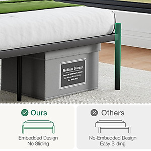 Novilla Queen Bed Frame with Headboard - 14 Inch Modern Matte Black Metal Platform Bed Frame Heavy Duty Slats Support, No Box Spring Needed, Noise-Free
