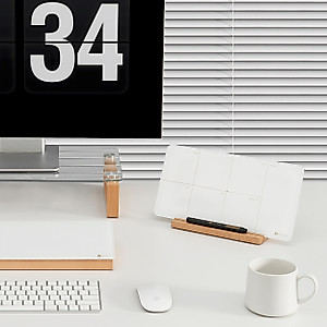 Desktop Glass Weekly Planner Whiteboard with Detachable Wood Stand,Small Portable Dry Erase Calendar to Do List White Board 12x6" for Office, Home, Schools, Marker&Eraser Included, Yeoux