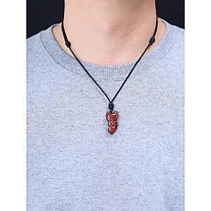 COAI Fox Red Tiger Eye Stone Pendant Necklace for Women Girls
